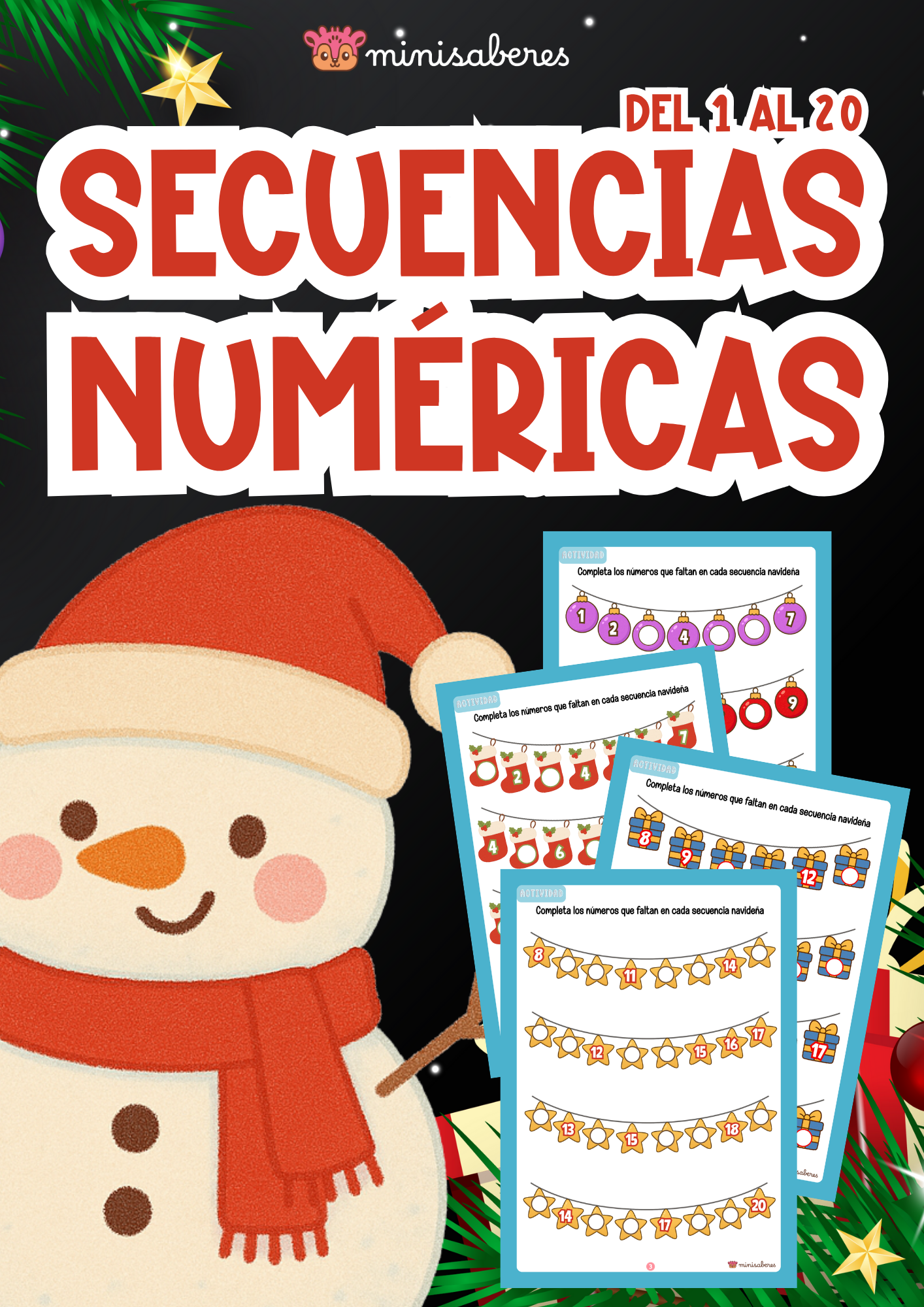 Cuadernillo Secuencias Numéricas de Navidad(1 al 20) - Recurso matemát ...