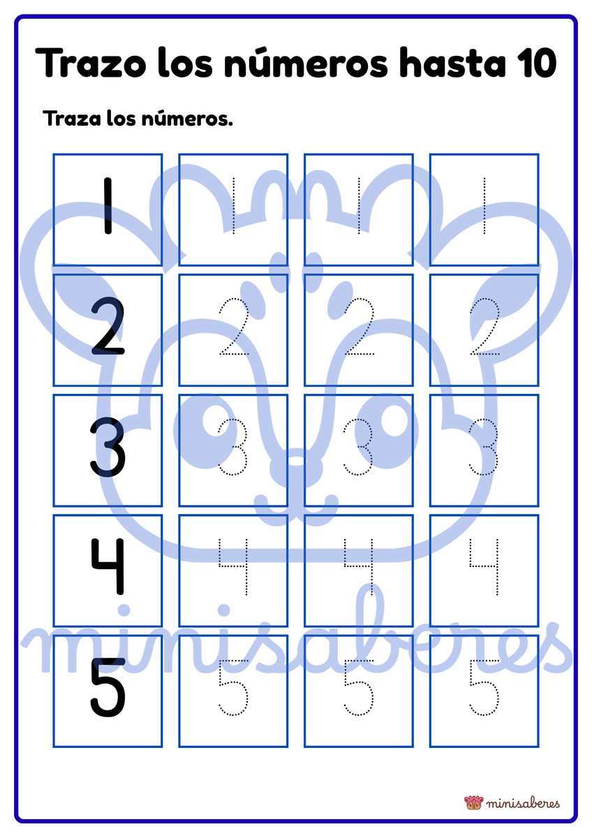 Ficha de trabajo: Trazo los números hasta el 10 | Matemática - 1° bási ...