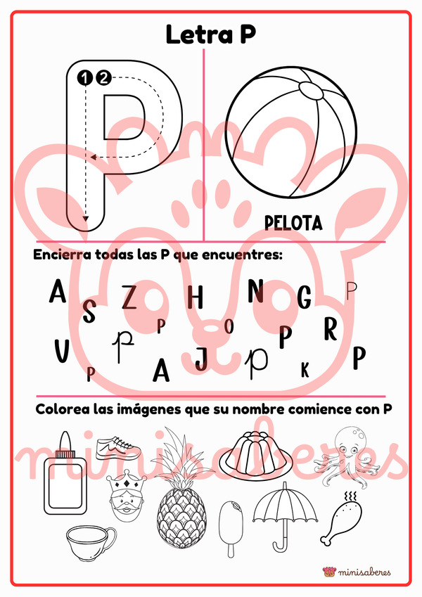Ficha de trabajo: Letra P | Lenguaje - 1° básico – Minisaberes