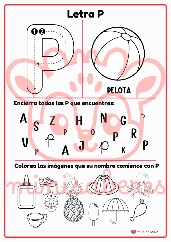 Ficha de trabajo: Letra P | Lenguaje - 1° básico – Minisaberes