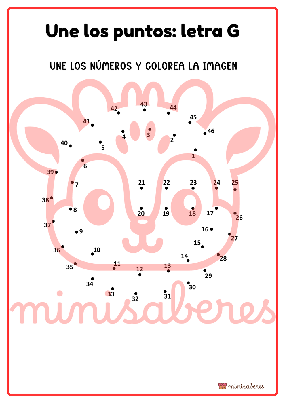 Ficha de trabajo: Une los números letra G | Lenguaje - 1° básico ...