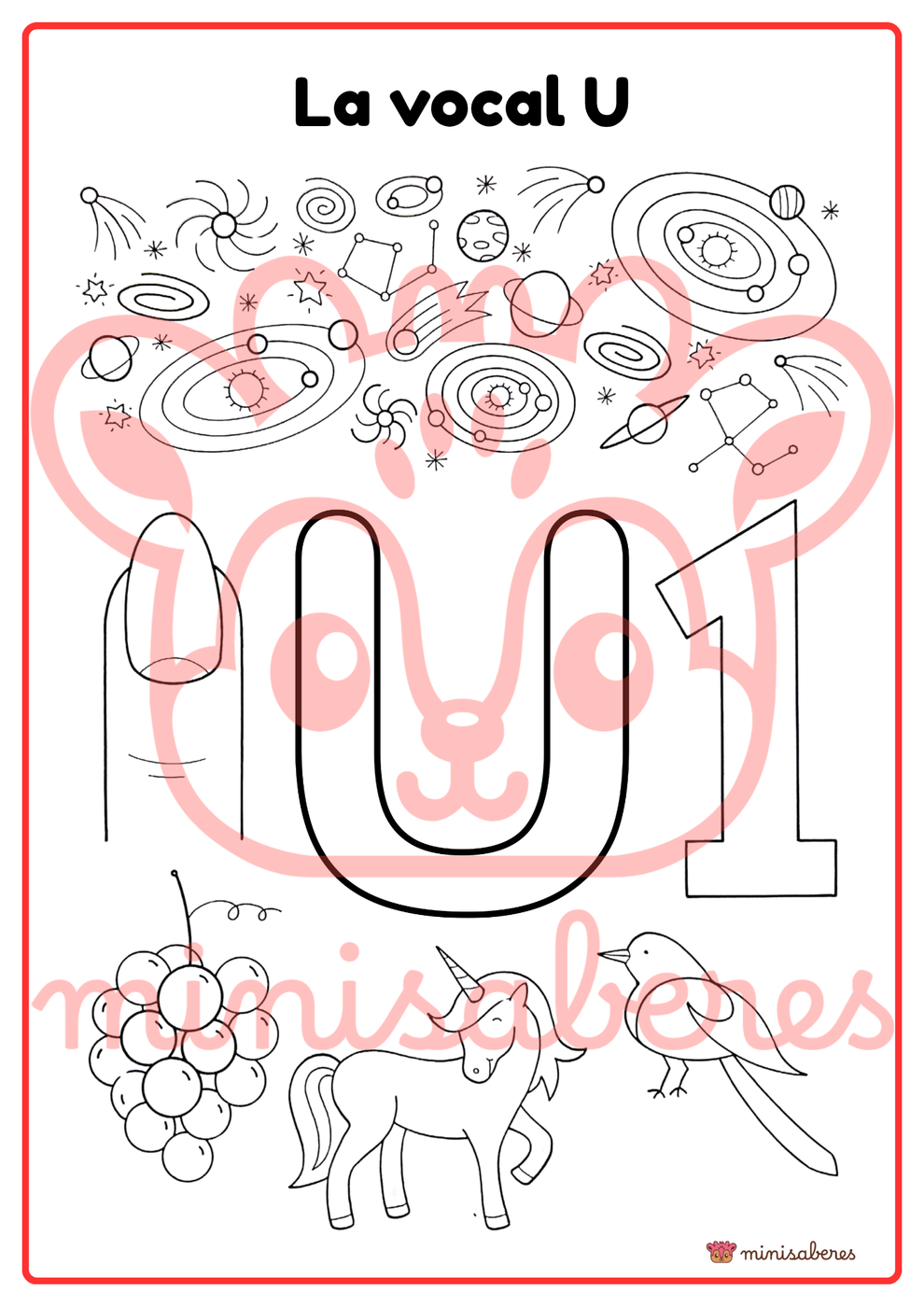 Ficha de trabajo: Vocal U | Lenguaje - 1° básico – Minisaberes
