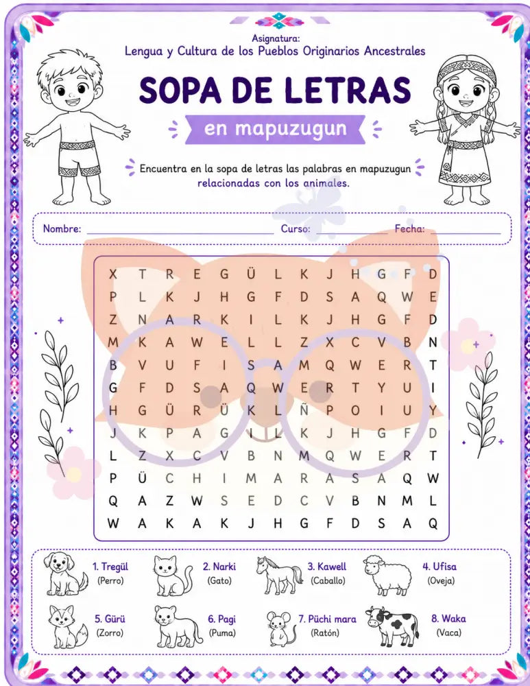 Sopas de letras en Mapuzugun | Cuadernillo PDF Imprimible | Pueblo Map ...